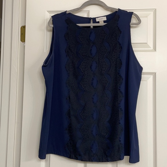LOFT | Tops | Loft Xl Navy And Black Lace Dressy Tank Top | Poshmark